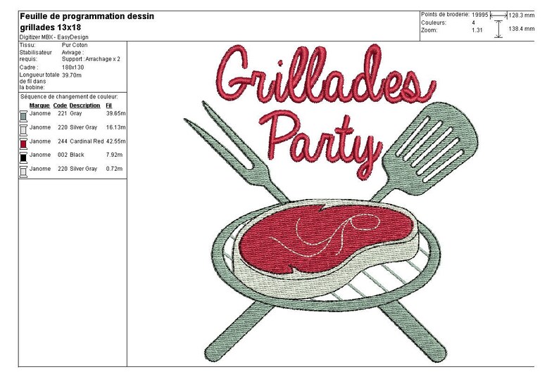 Instant Download Machine Embroidery Design Grill Party - Etsy