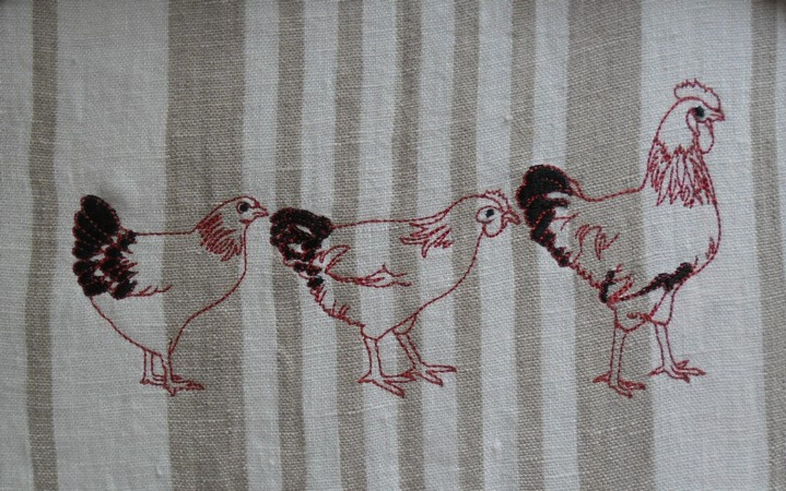 Instant Download Redwork Machine Embroidery Design Chicken - Etsy