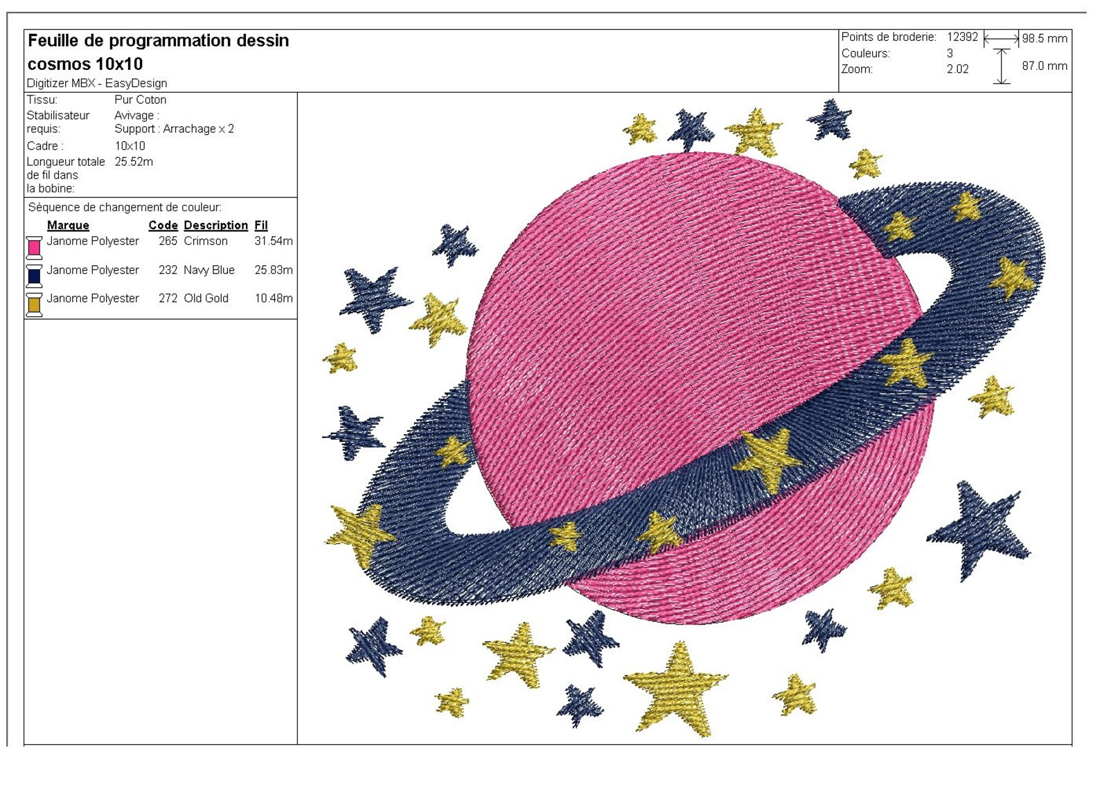 Instant Download Design Embroidery Machine Starry Planet - Etsy