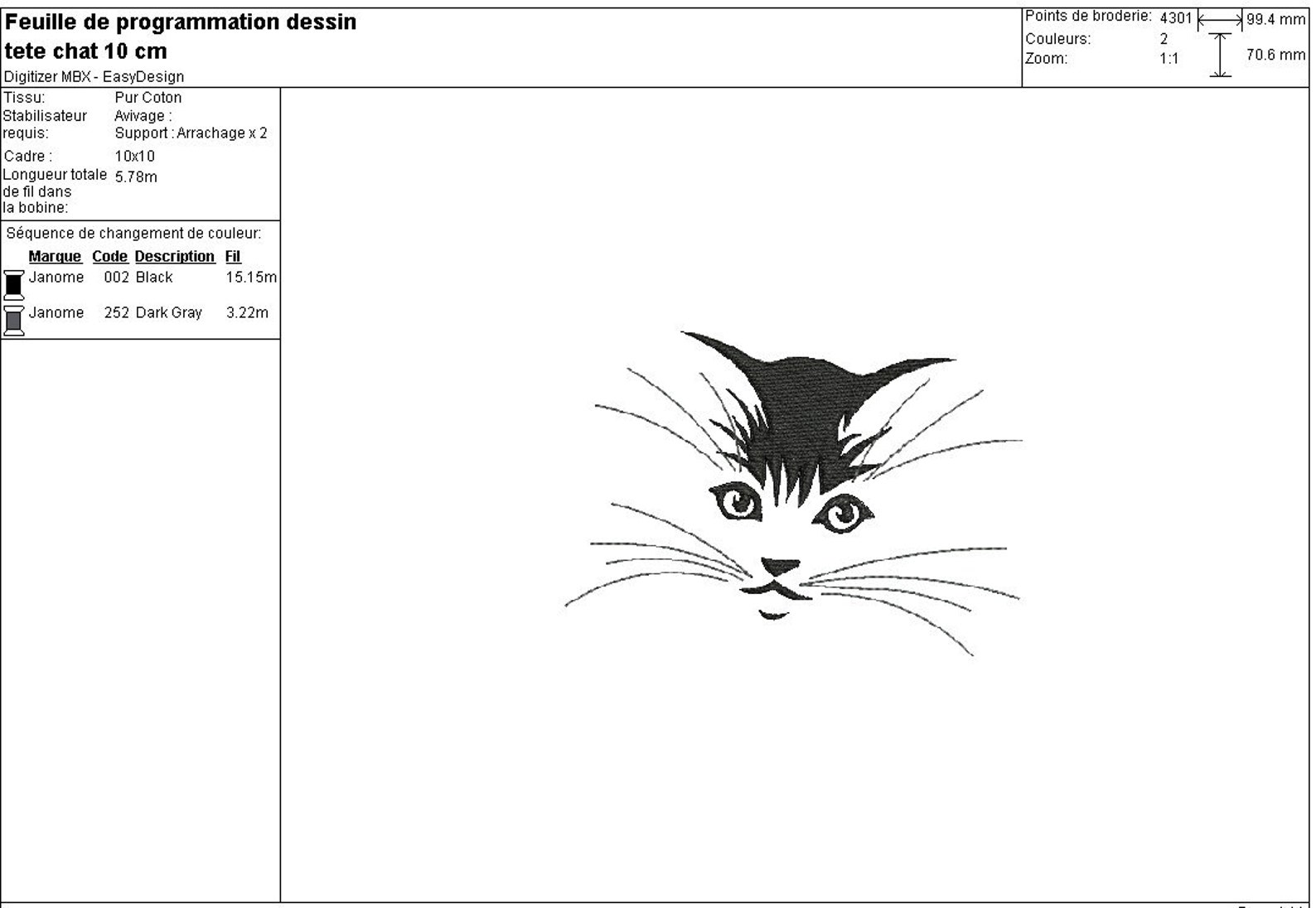 Instant Download Machine Machine Embroidery Design Cat Head - Etsy