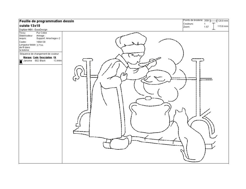 Instant Download Redwork Machine Embroidery Chef Kitchen - Etsy