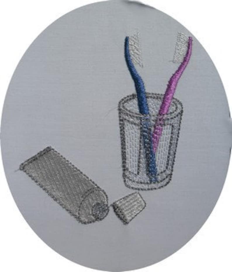 Instant Download Embroidery Design Toothbrush and Toothpaste | Etsy