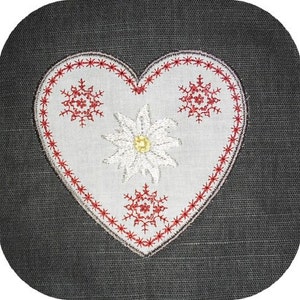Instant Download Applique Heart of Edelweiss Mountain Embroidery Design ...