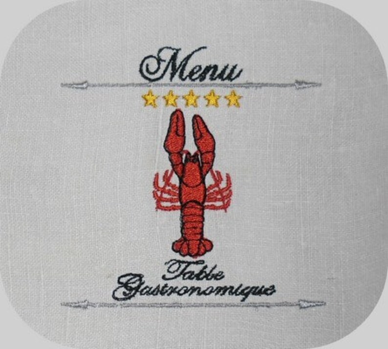 Instant Download Machine Embroidery Lobster Menu French Style - Etsy