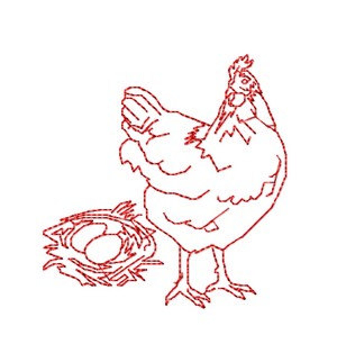 Instant Download Redwork Machine Embroidery Hen, Chicken , Eggs Kitchen ...