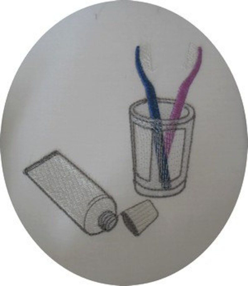 Instant Download Embroidery Design Toothbrush and Toothpaste | Etsy