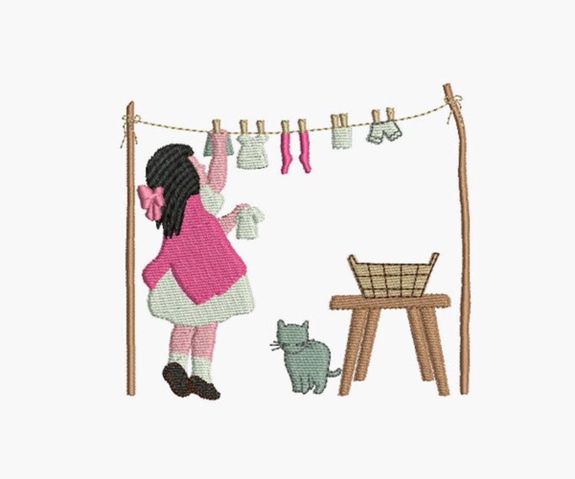 Instant Download Machine Embroidery Design Laundry Doll - Etsy