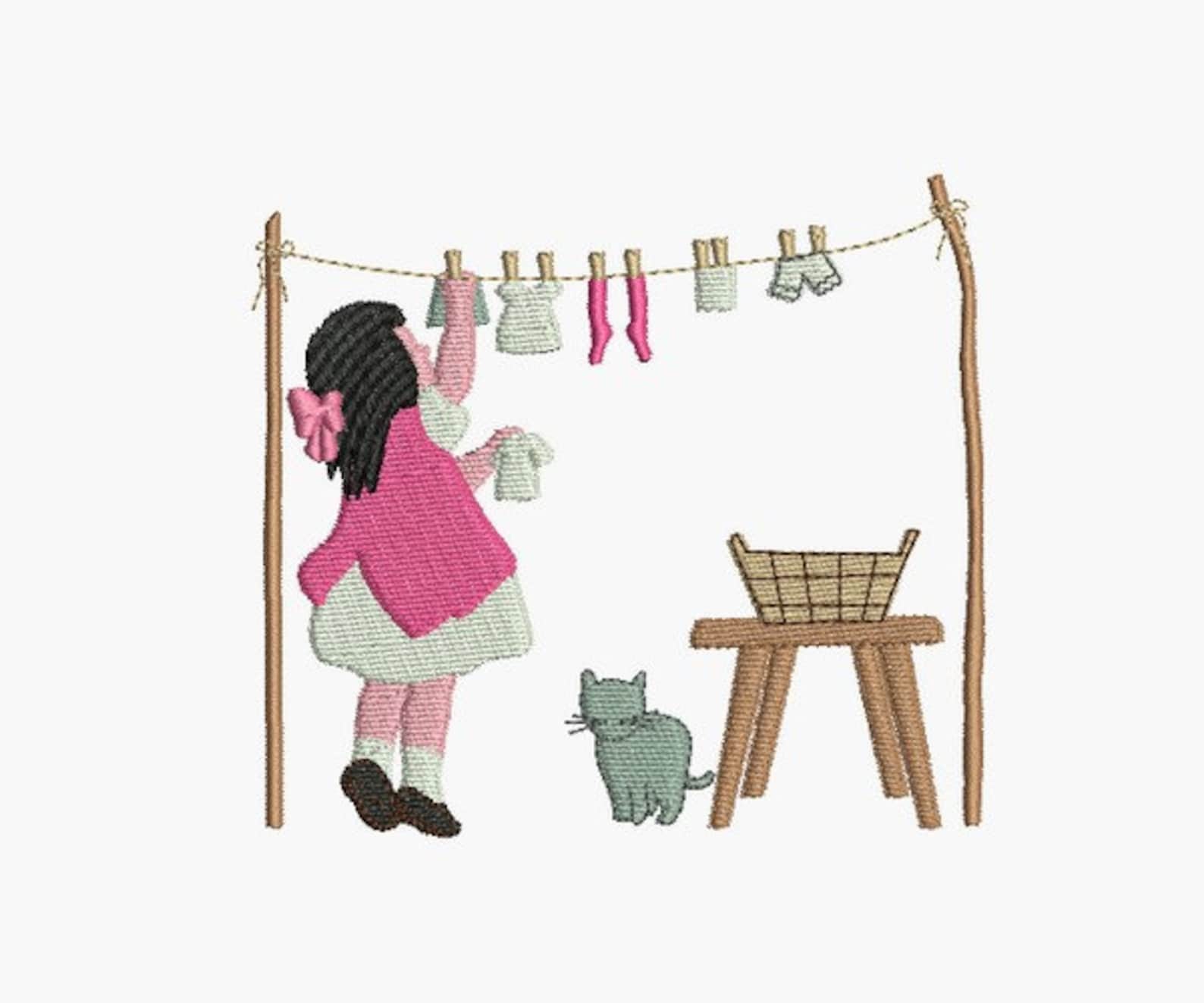 Instant Download Machine Embroidery Design Laundry Doll - Etsy