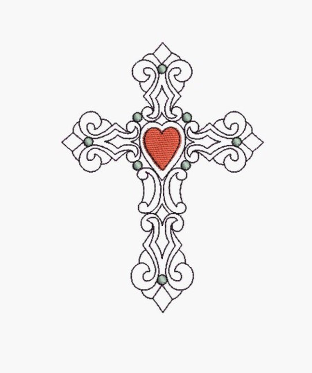 Instant Download Embroidery Design Cross Heart - Etsy