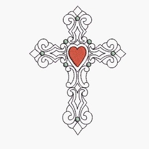 Instant Download Embroidery Design Cross Heart - Etsy