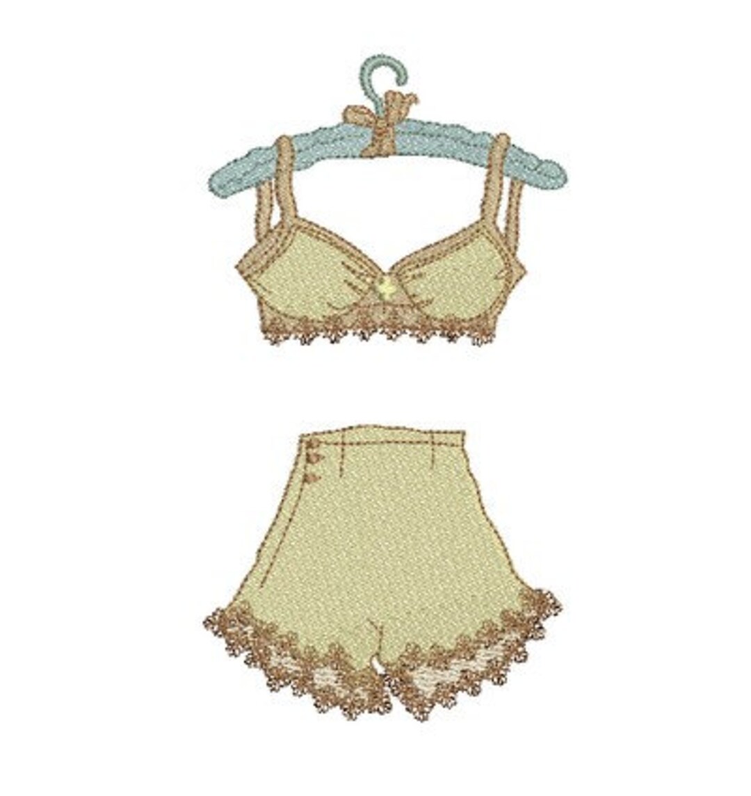 Instant Download Embroidery Design Set Bra and Panties Vintage - Etsy