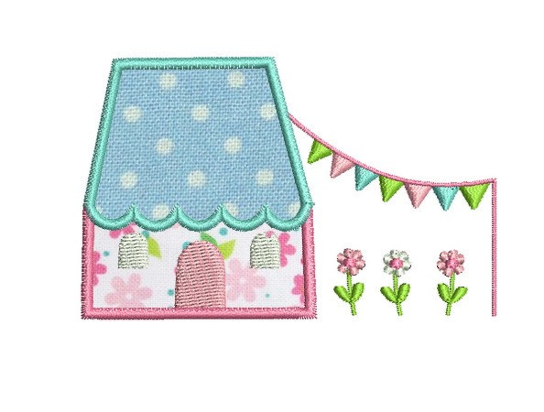 Instant Download Embroidery Applique House With Garland of Flags - Etsy