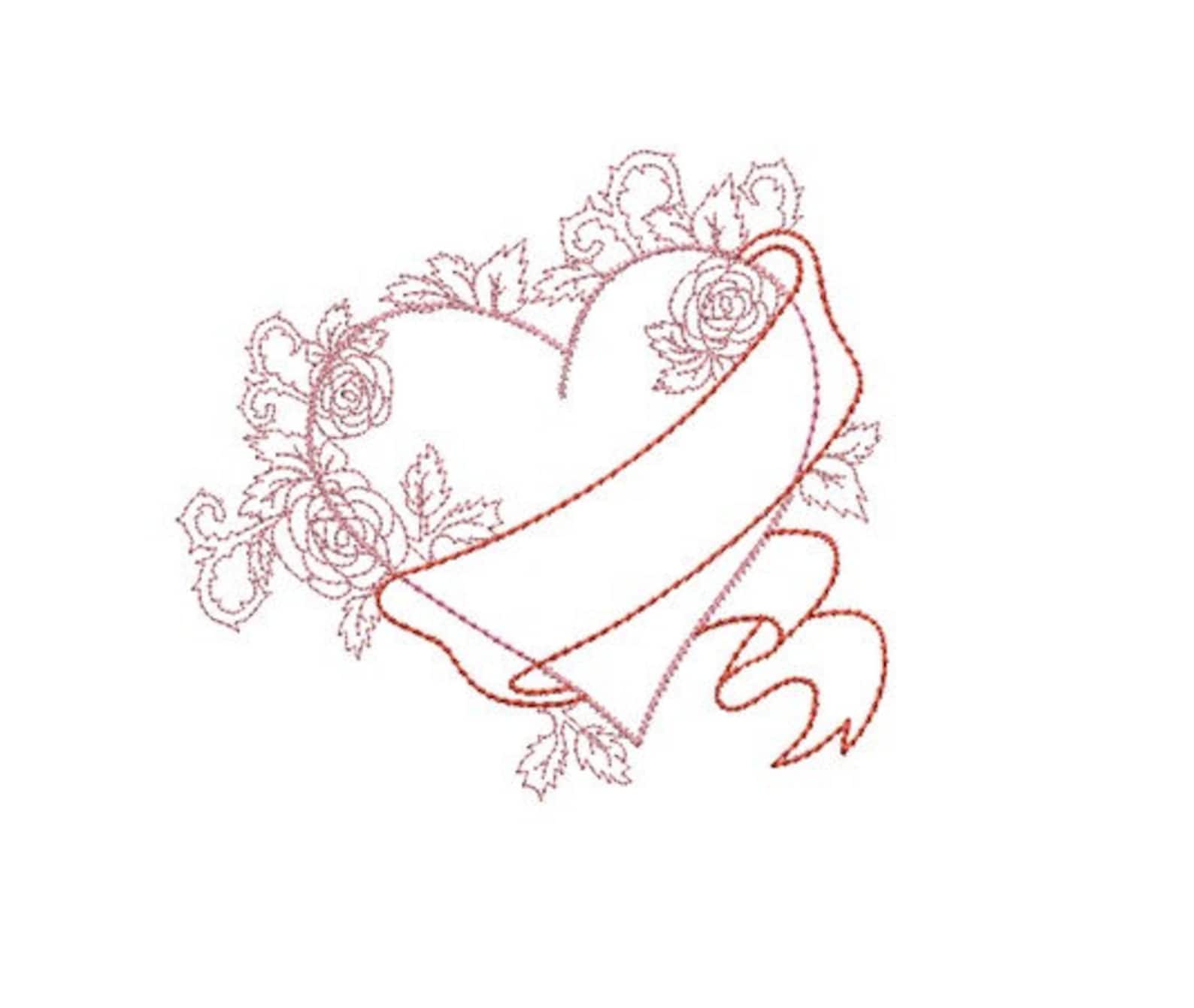 Instant Download Machine Embroidery Heart With Roses Headband - Etsy