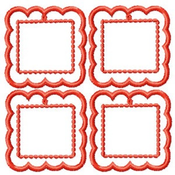Instant download Machine Embroidery Scalloped Square double | Etsy