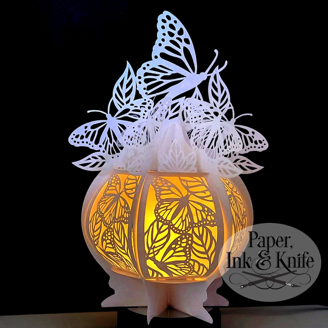 3D SVG Butterfly Round Paper Cut Lantern, Quick and Beautiful Lightbox ...