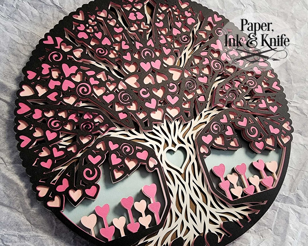 Heart Tree Mandala Papercut Shadowbox Template, SVG DXF PDF (digital ...