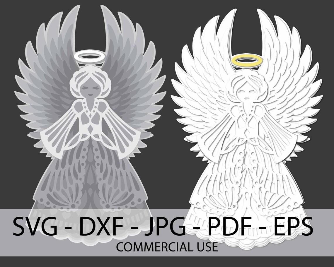 Angel 3D Papercut Template SVG PDF JPG Dxf Layered - Etsy Canada