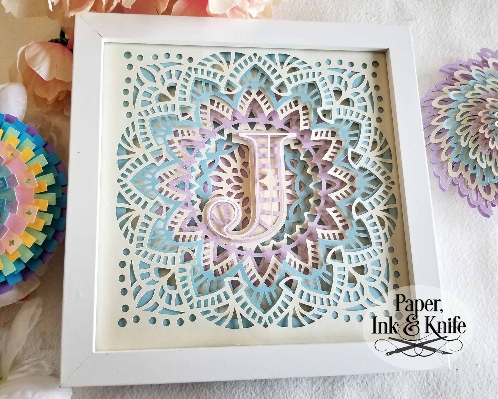 Monogram Mandala Papercut Layered Shadowbox Template SVG - Etsy