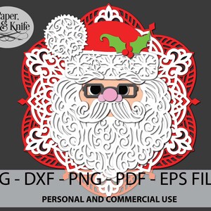 Santa and Mrs Claus 3D Papercut Template Set, SVG, PDF, Dxf, Layered ...