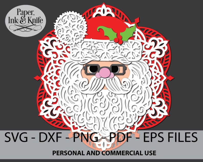 Santa and Mrs Claus 3D Papercut Template Set, SVG, PDF, Dxf, Layered ...