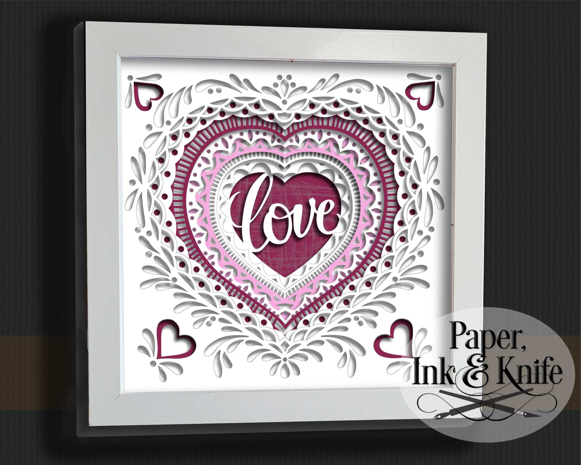 Heart Papercut 3D SVG Shadowbox Template 3D Valentine - Etsy