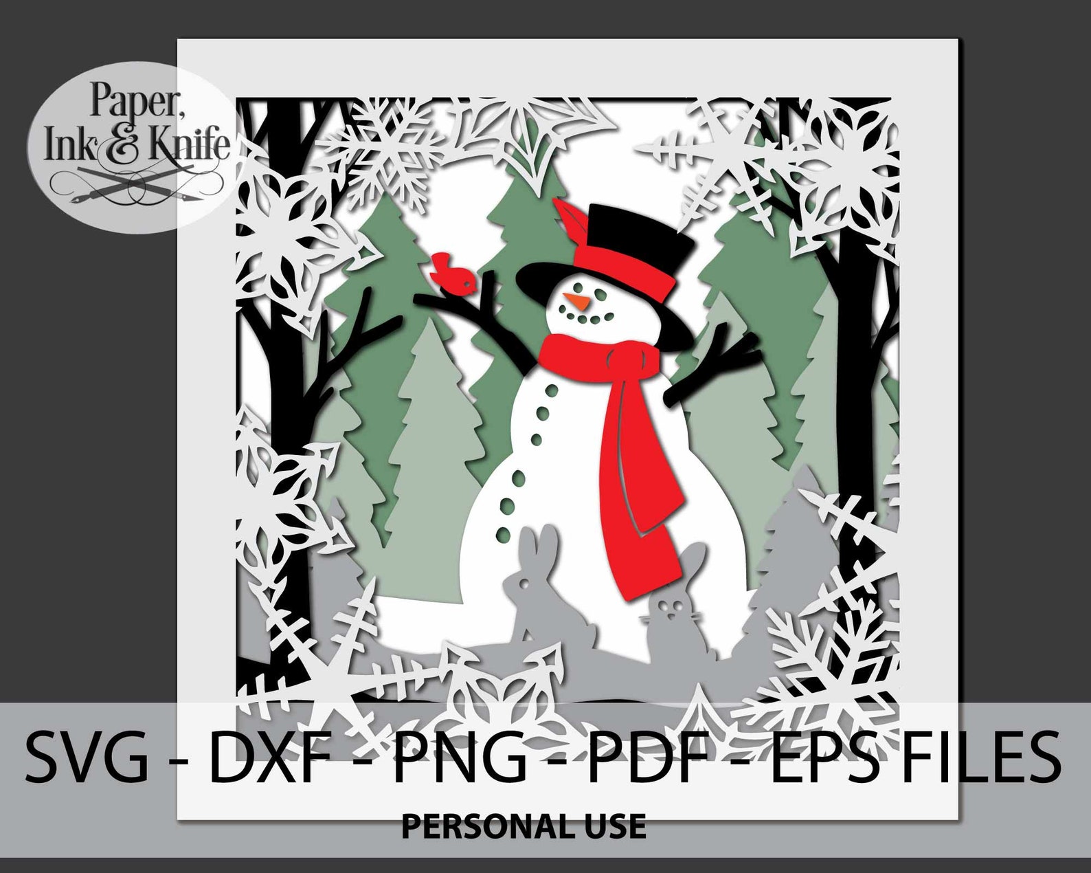 Snowman Shadow Box 3D Layered Papercut Template. Christmas - Etsy