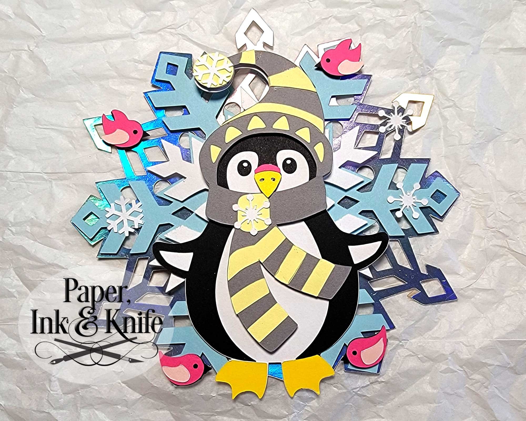 Penguin Snowflake Ornament, 3D SVG Papercut Template, PDF, PNG Dxf ...