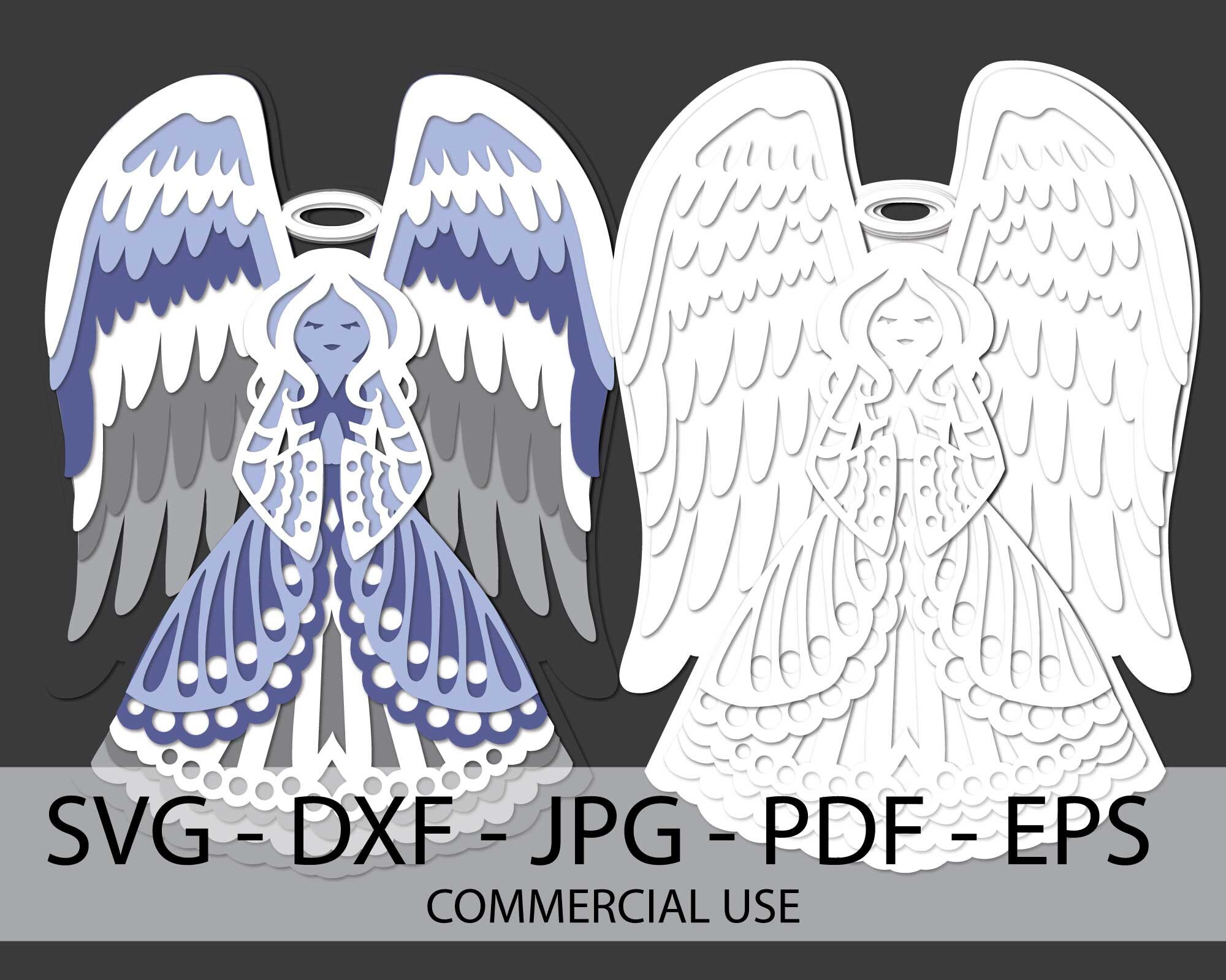 Angel 2 3D Papercut Template SVG PDF JPG Dxf Layered | Etsy