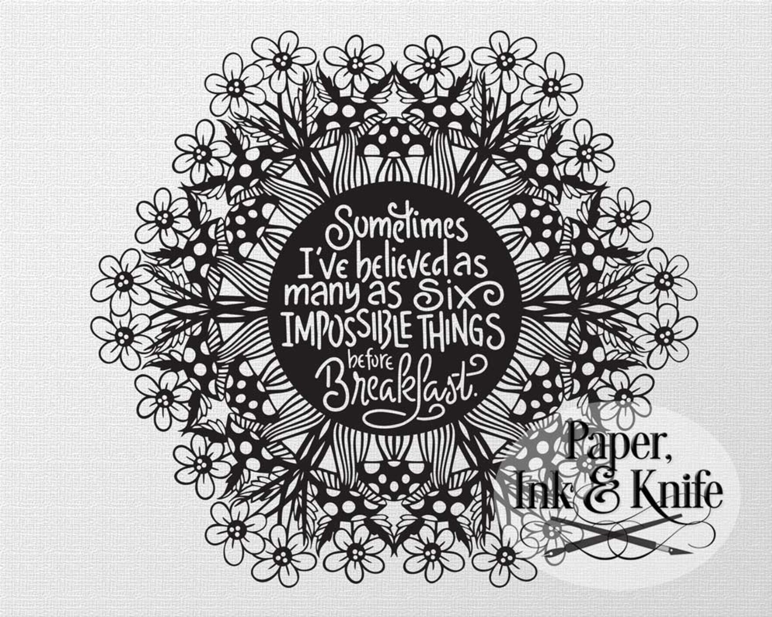 Six Impossible Things Papercut Template, Inspirational Alice in ...