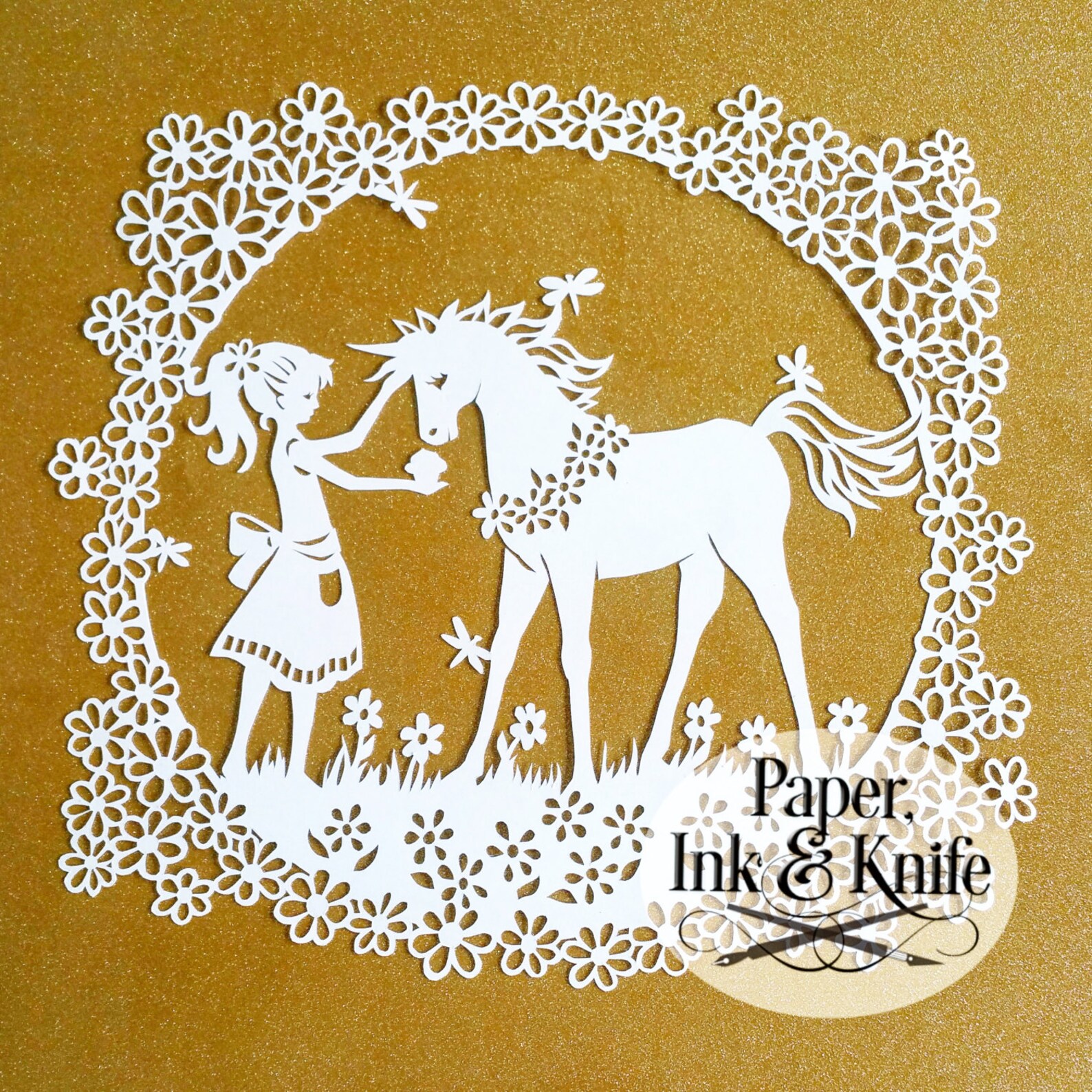 Girl and Unicorn Papercut Template Unicorn Gift for Girls - Etsy