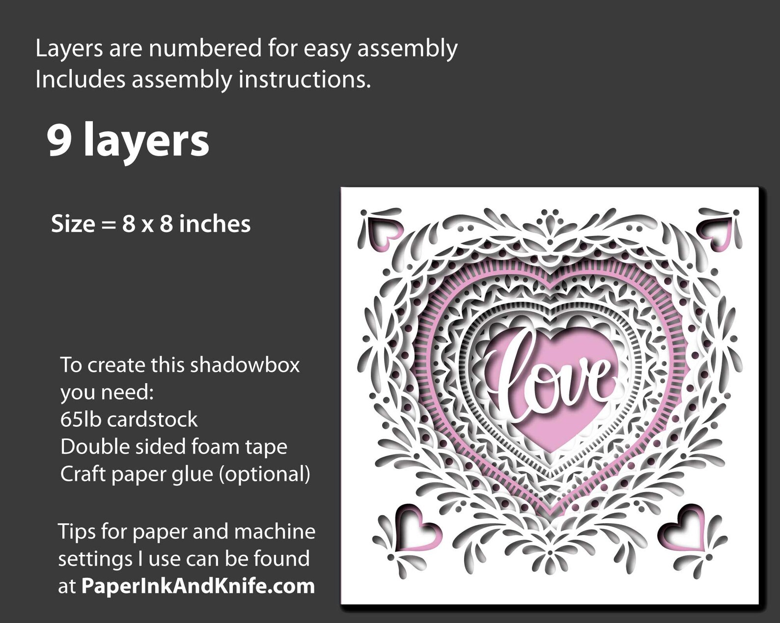 Heart Papercut 3D SVG Shadowbox Template 3D Valentine - Etsy