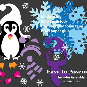 Penguin Snowflake Ornament, 3D SVG Papercut Template, PDF, PNG Dxf ...