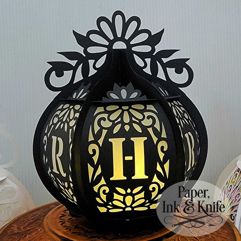 3D SVG Monogram Paper Cut Lantern, Customizable Lightbox, PDF, Eps, PNG ...