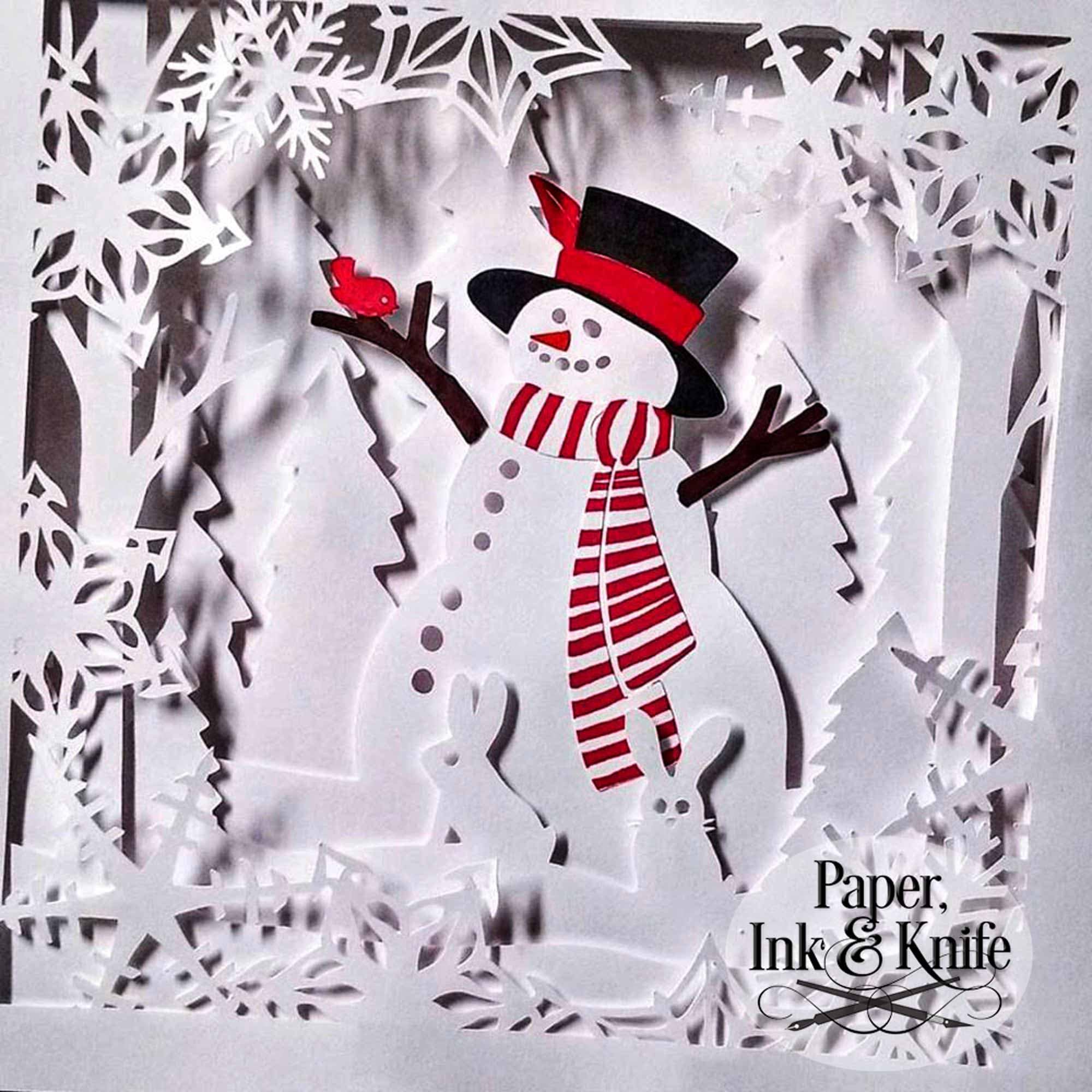 Snowman Shadow Box 3D Layered Papercut Template. Christmas - Etsy