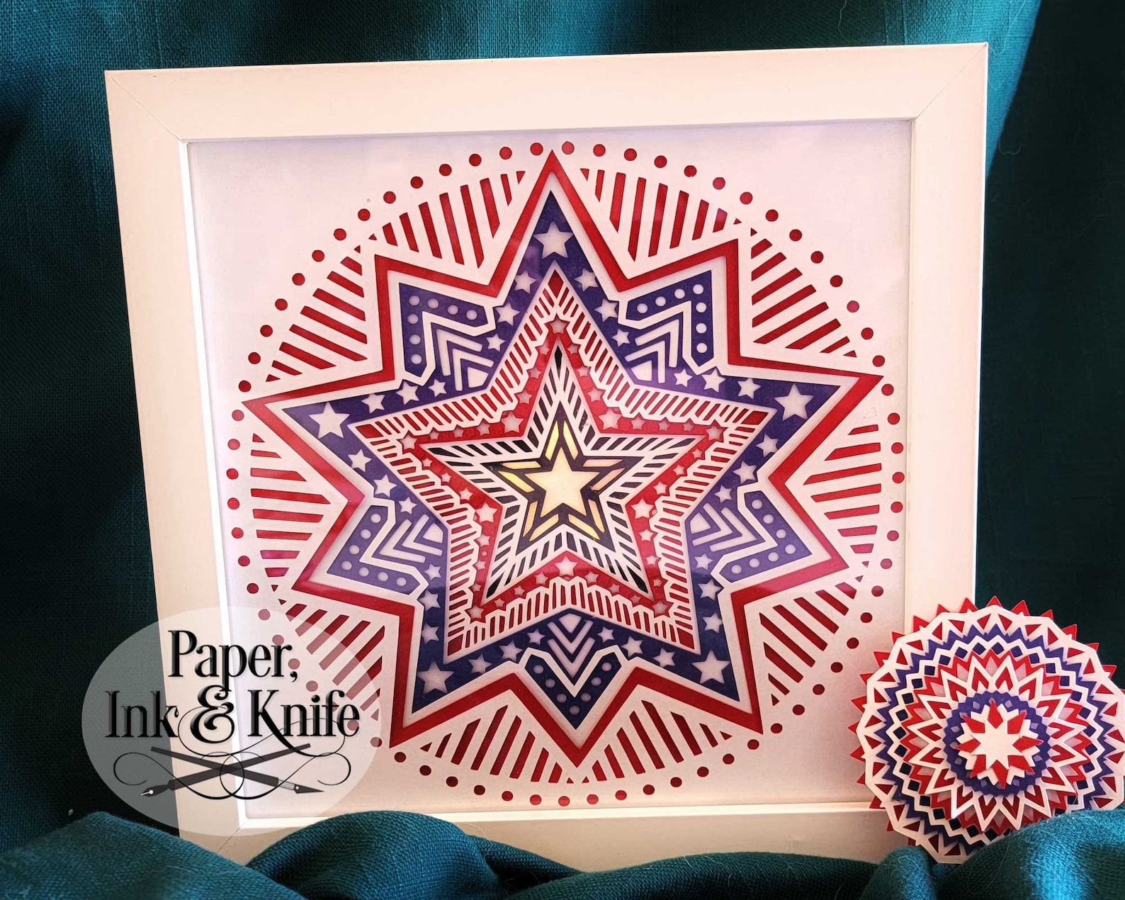 Stars and Stripes Patriotic Mandala, Layered Papercut Shadowbox ...