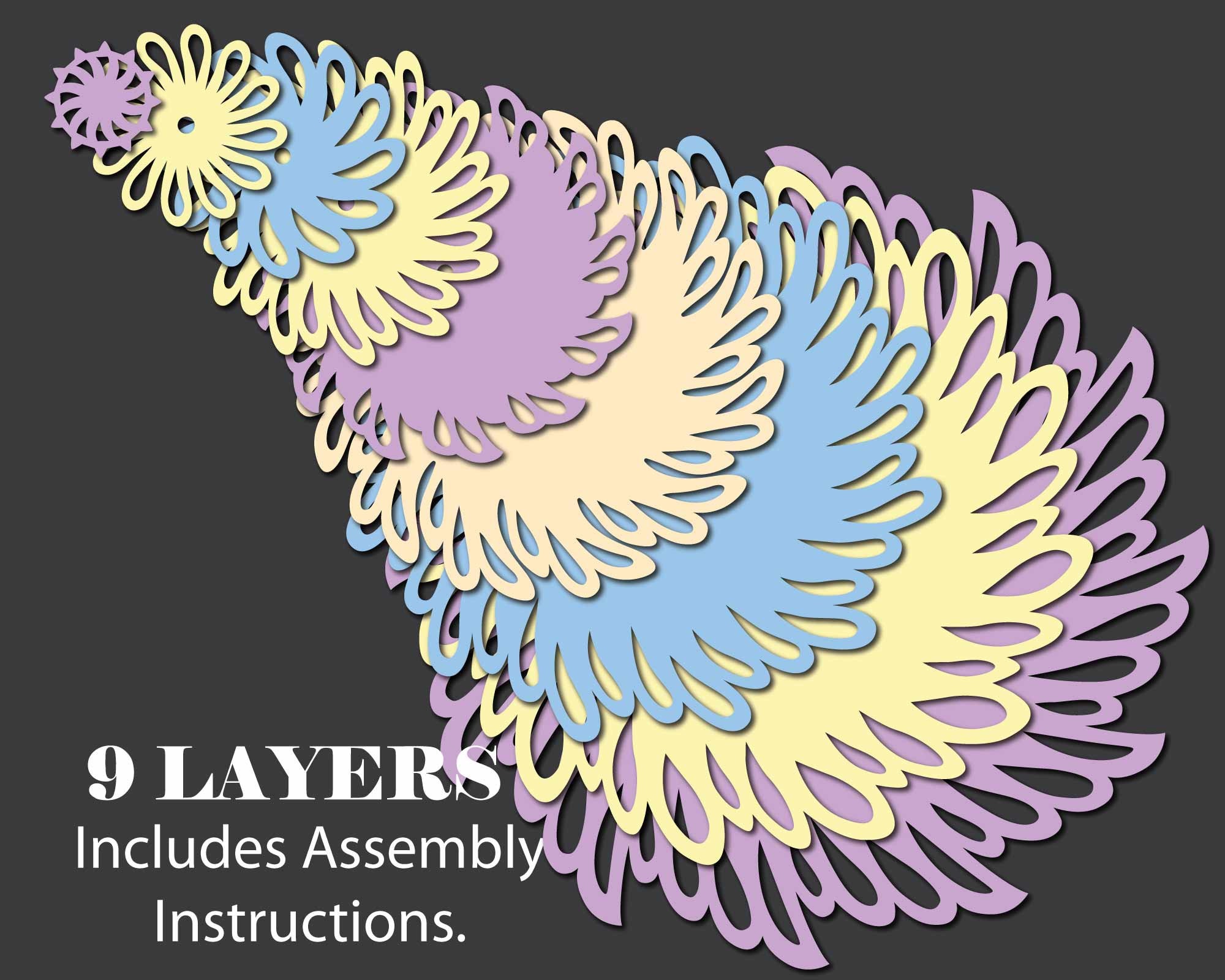 3D Lacy Layers Papercut Template SVG, PDF, JPG Dxf, Layered Paper ...