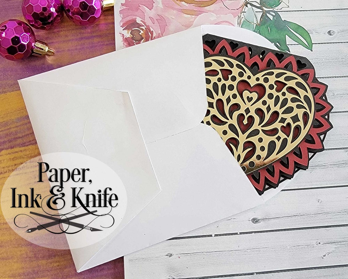 3D Heart Card Papercut Template SVG PDF Png Dxf Layered - Etsy