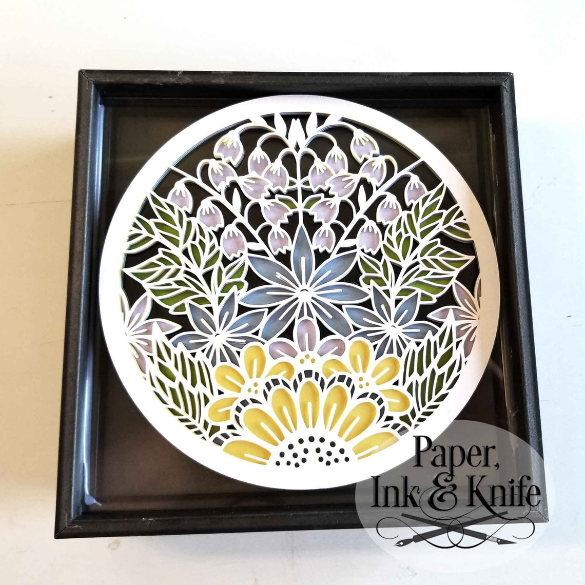Doodle Garden Mandala Papercut Shadowbox Template 3D Layered | Etsy