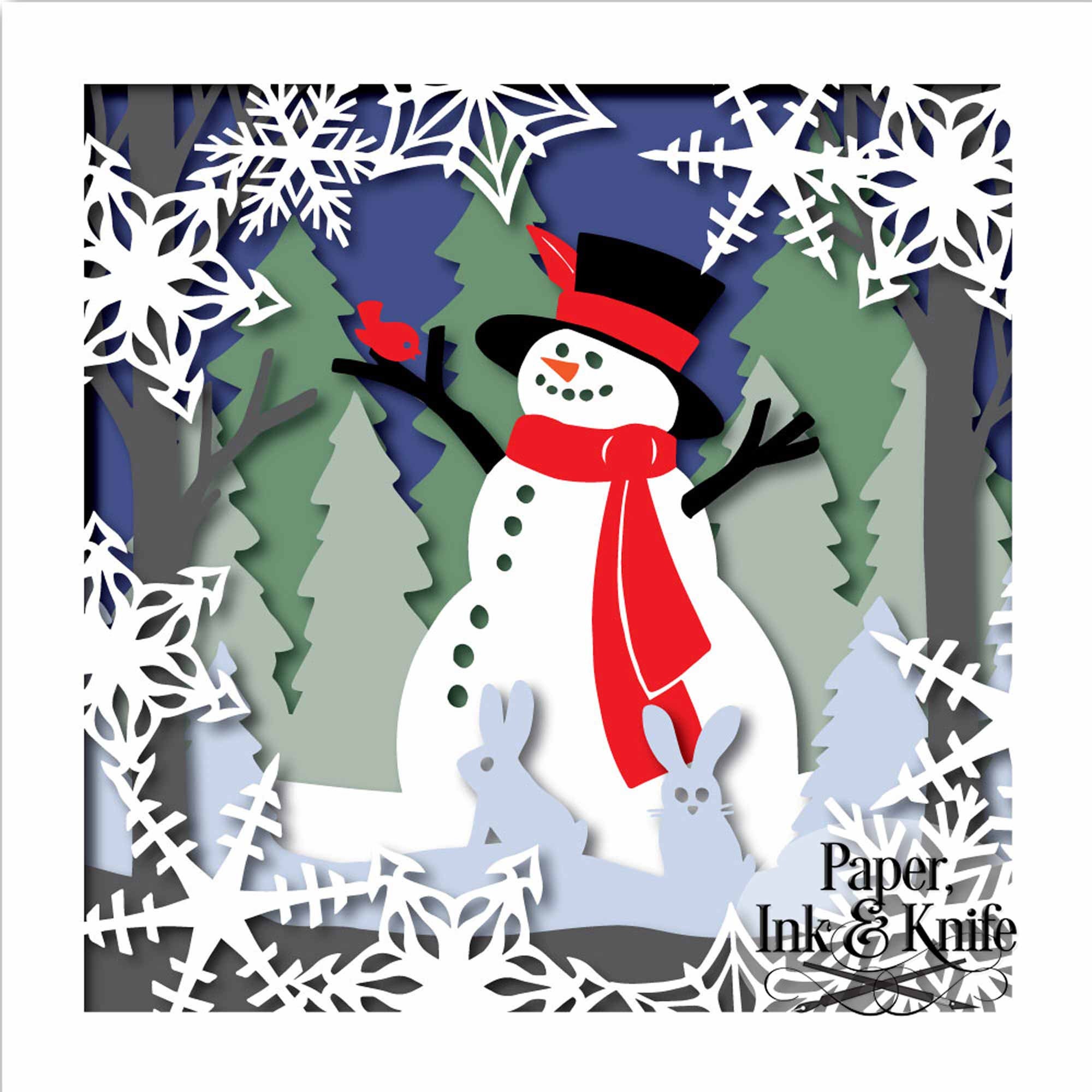 Snowman Shadow Box 3D Layered Papercut Template. Christmas - Etsy