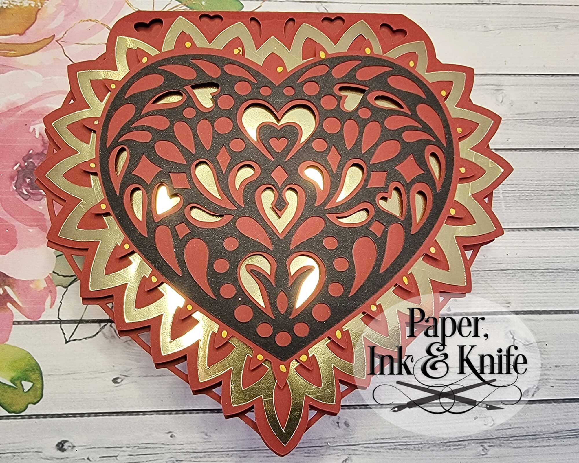 Plantilla 3D Heart Card Papercut SVG PDF Png Dxf Layered - Etsy México