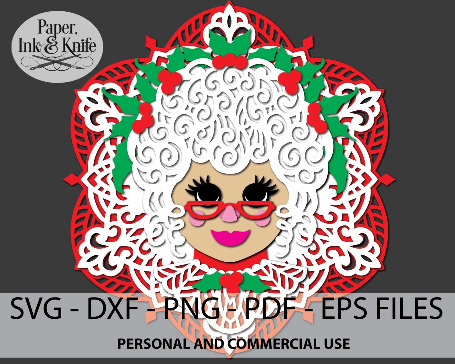 Santa and Mrs Claus 3D Papercut Template Set SVG PDF Dxf - Etsy