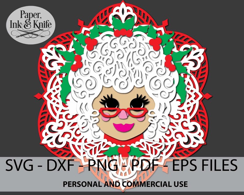 Santa and Mrs Claus 3D Papercut Template Set SVG PDF Dxf - Etsy