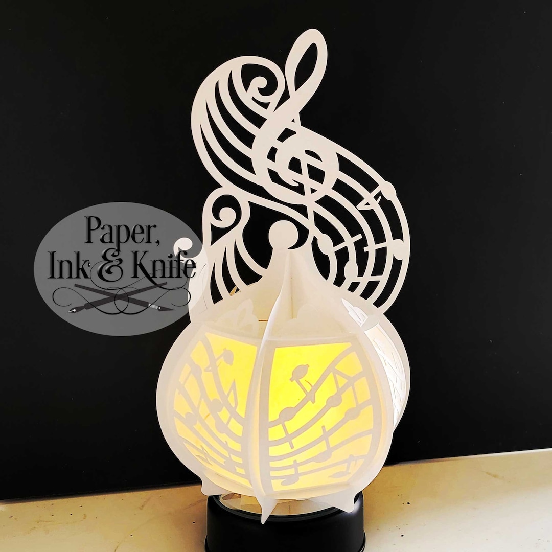 3D SVG Music Symbols Round Paper Cut Lantern, G Clef Luminary, Lightbox ...