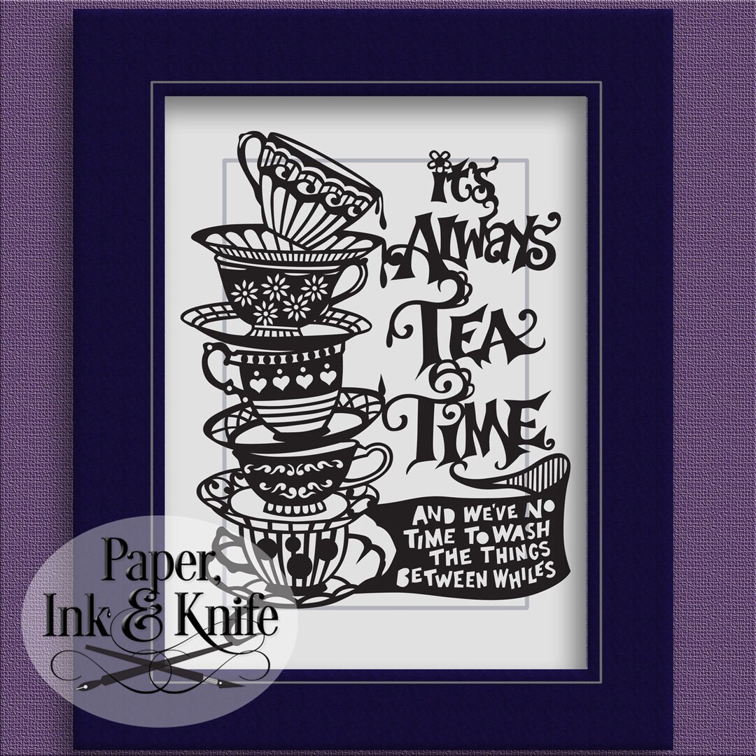 Tea Time Alice in Wonderland Papercut Template. Intermediate Level ...