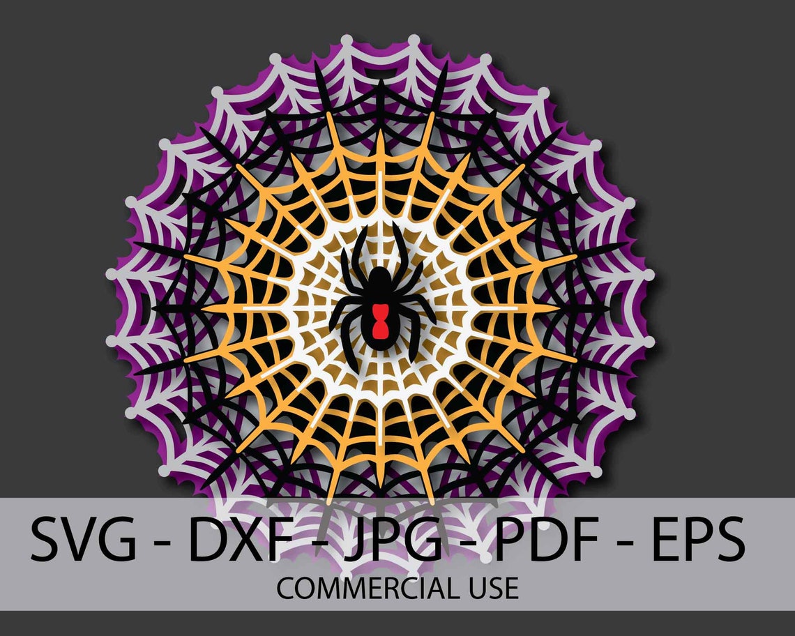 Spider Web 3D Papercut SVG PDF Jpg DXF Template Layered - Etsy