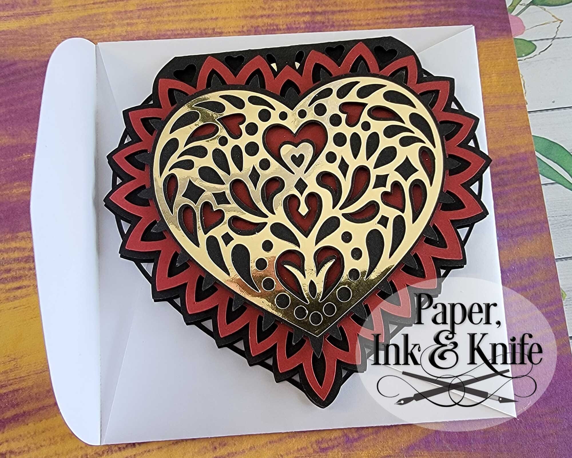 3D Heart Card Papercut Template SVG, PDF, Png, Dxf, Layered Paper ...