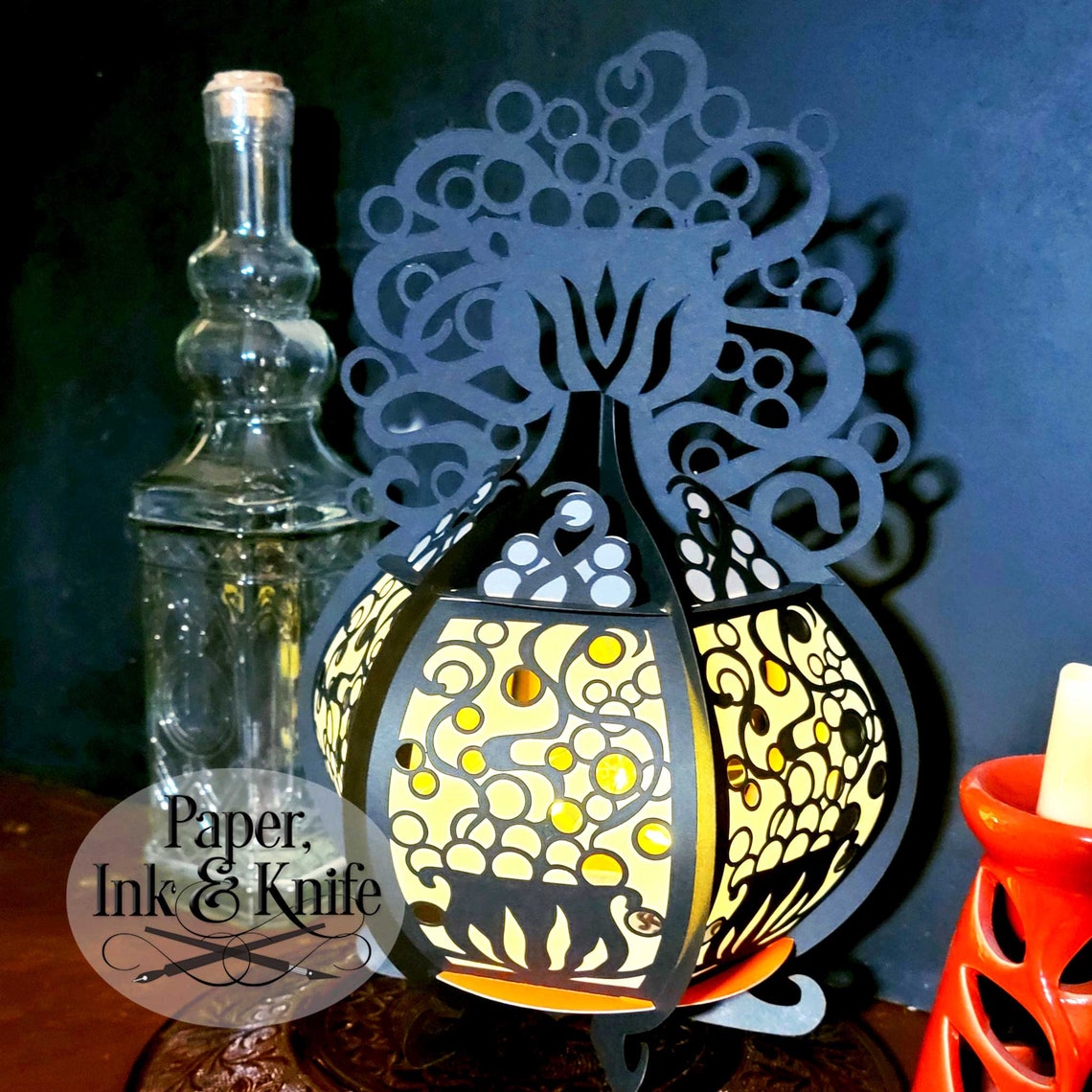 3D SVG Bubbling Cauldron Round Paper Cut Lantern, Halloween Lightbox ...