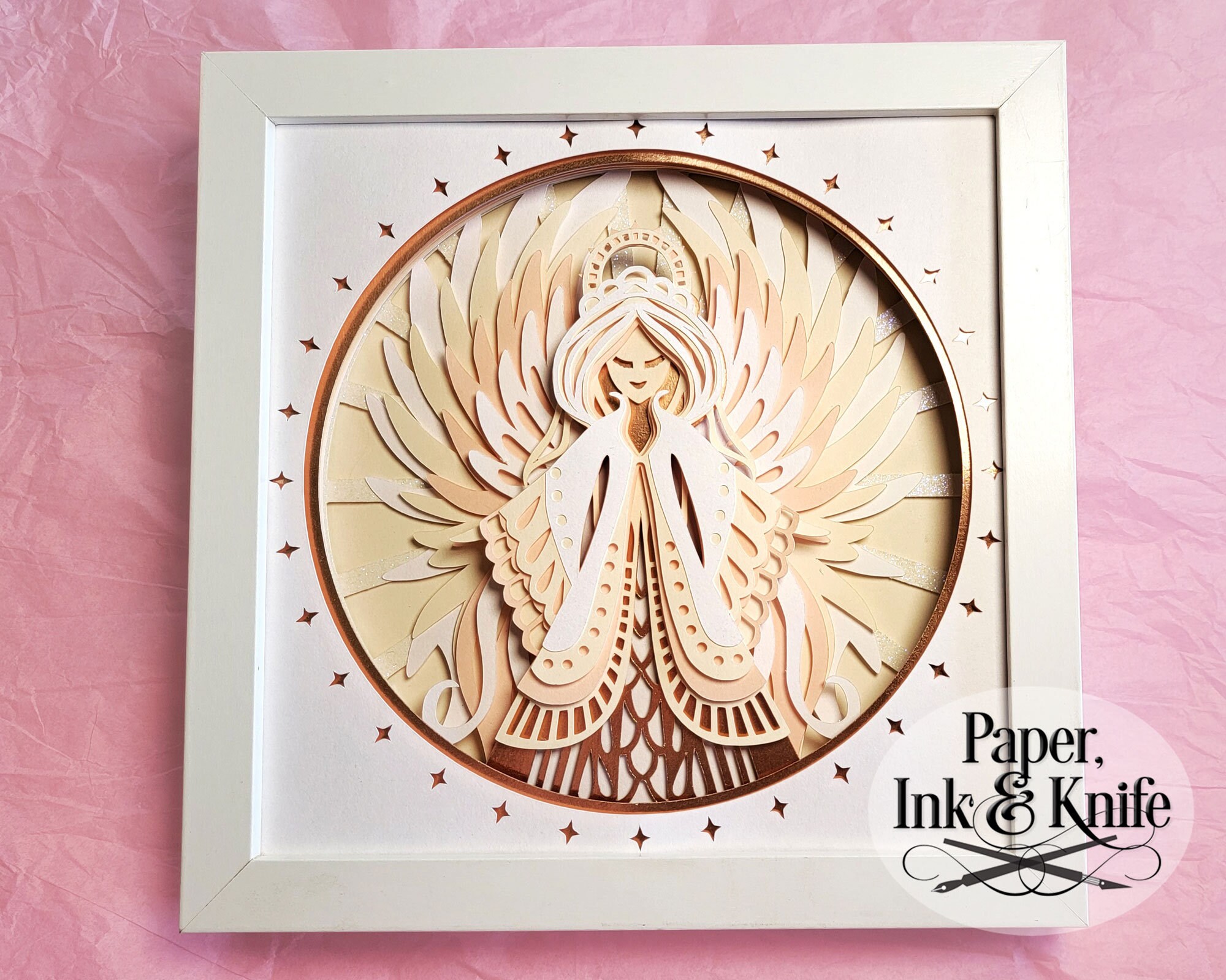 Angel 3D Svg Papercut Shadowbox Template Lightbox Dxf Pdf - Etsy