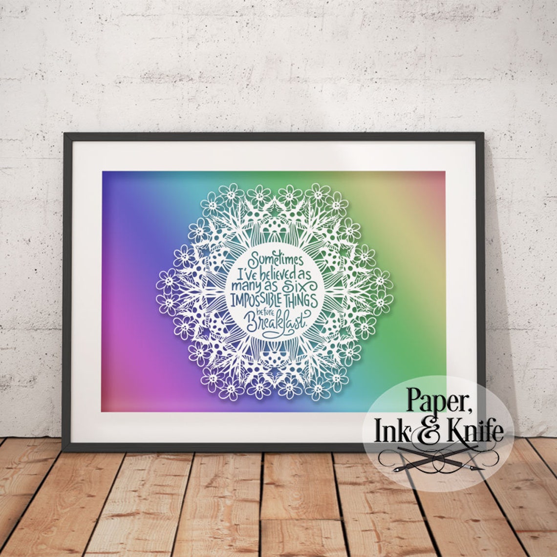 Six Impossible Things Papercut Template, Inspirational Alice in ...