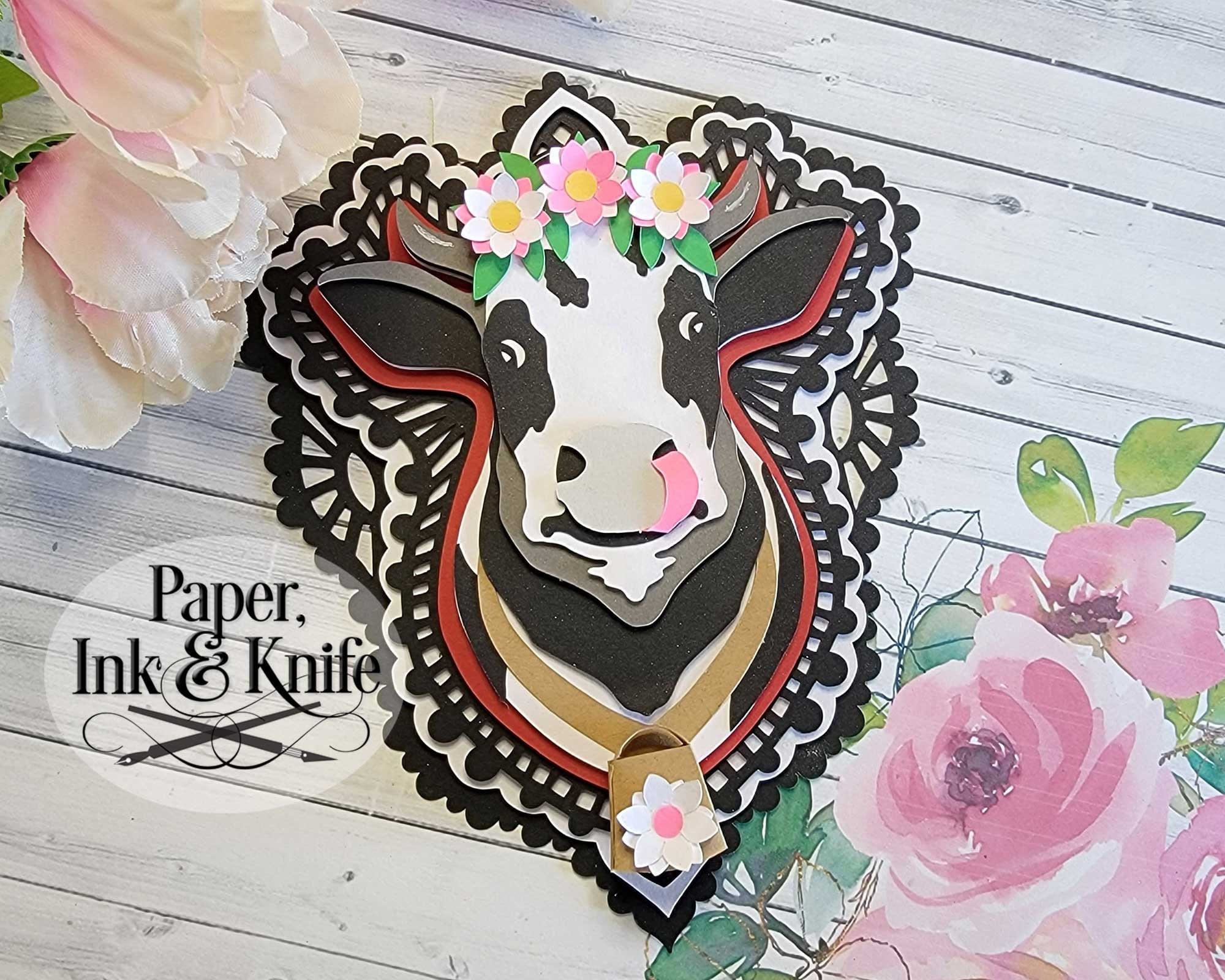 3D Cow Papercut Template SVG PDF PNG Dxf Layered Paper - Etsy